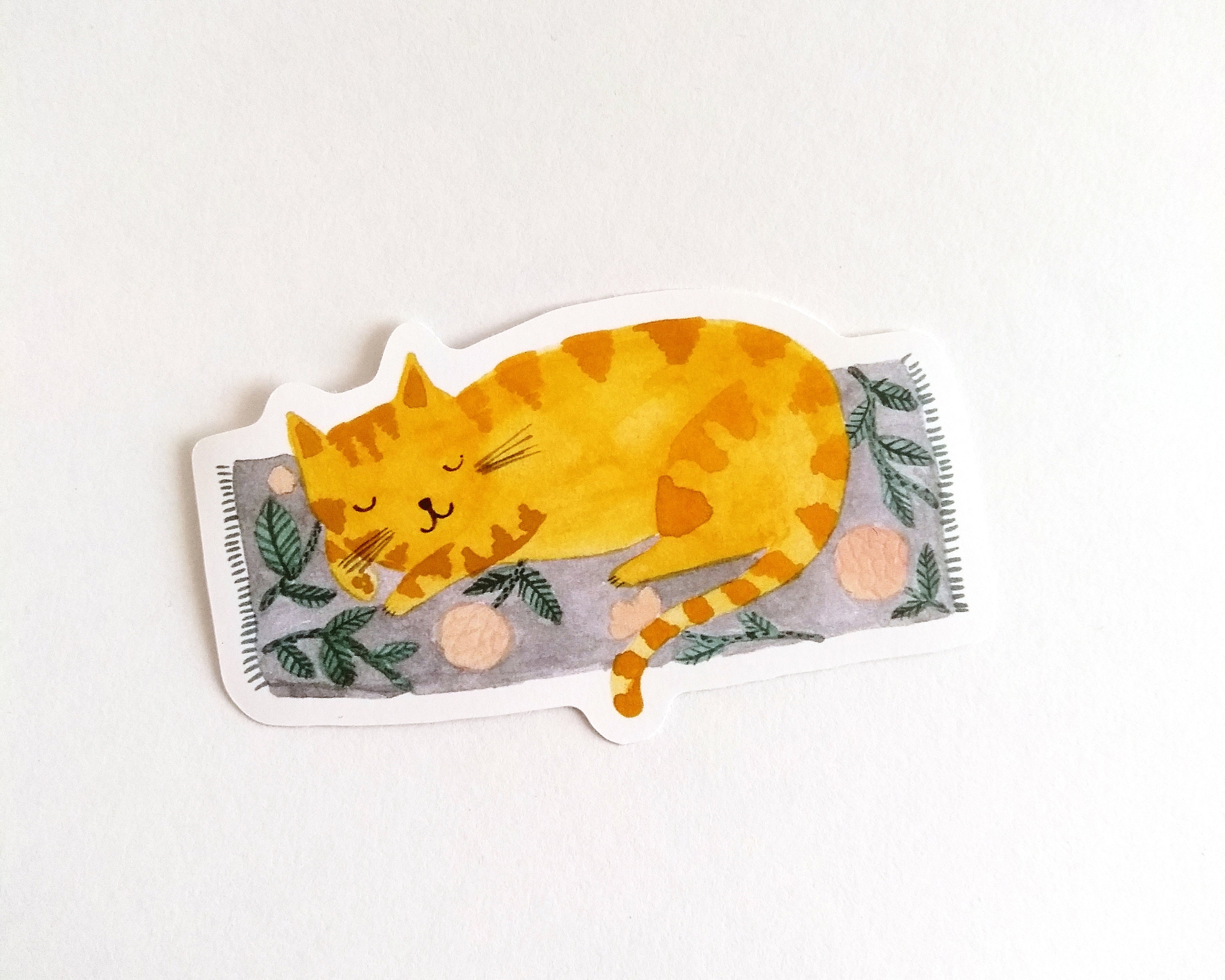 Sweet Sleepy Cat Sticker eco-friendly paper sticker | Etsy