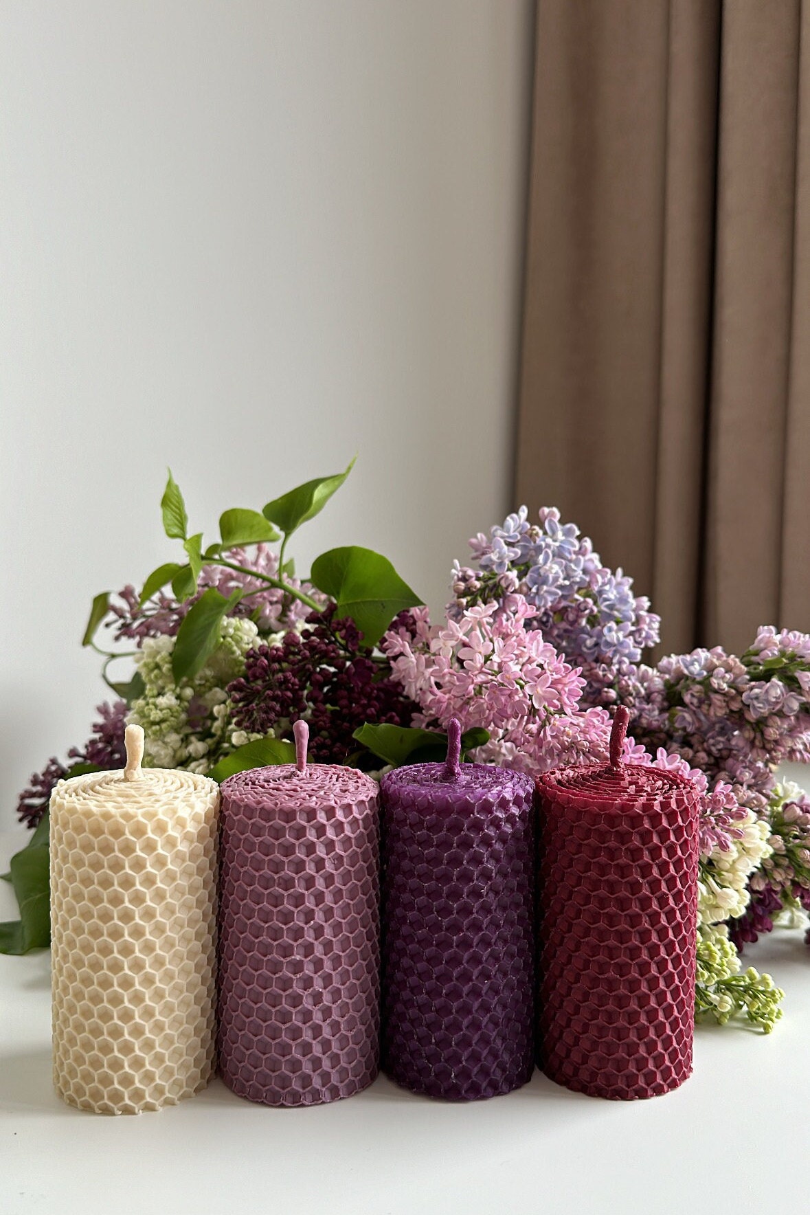 4 Pillar Candles Pack- Hand-rolled Colored - Candles Perfect Gift for ...
