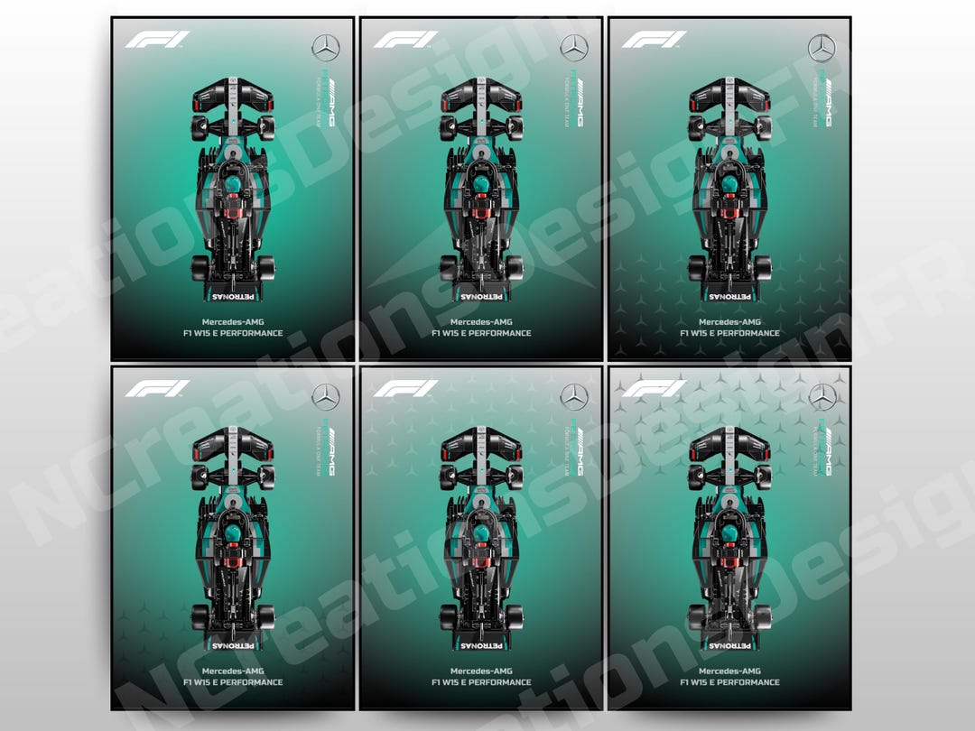 Pack 6 Posters Compatible F1 Champions Mercedes – Téléchargement A4 ...