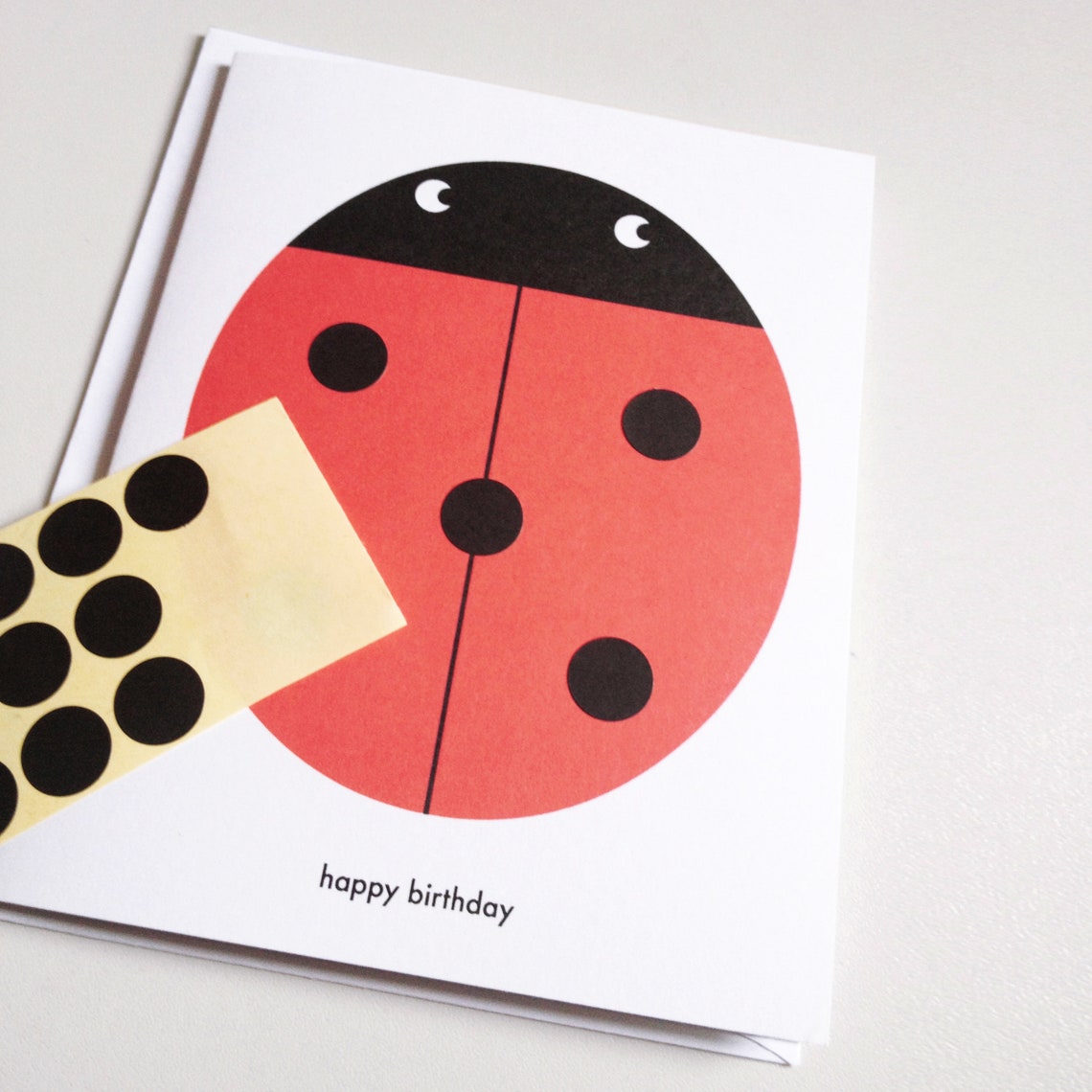 Ladybug Birthday Greeting Card With Stickers - Etsy