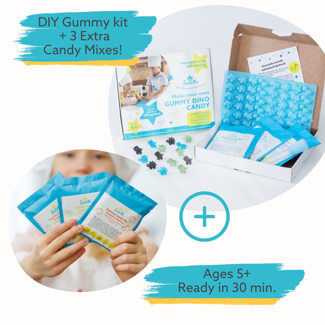 DIY Gummy Dino Making Kit 6 Candy Mixes Natural Flavoring, Kids Cooking ...