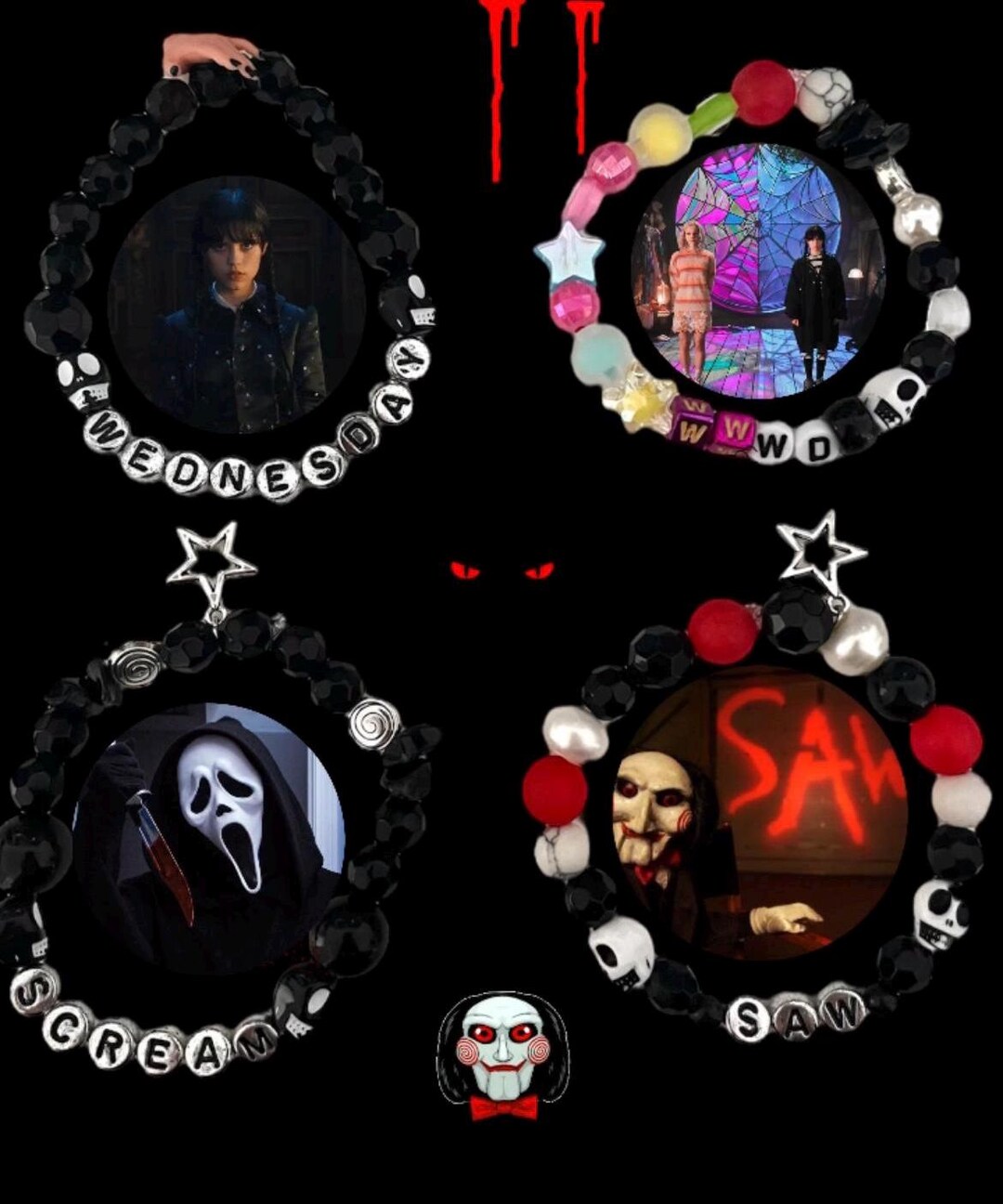 Scream// Wednesday Addams// Enid//saw// Halloween Horror DIY Bracelet ...