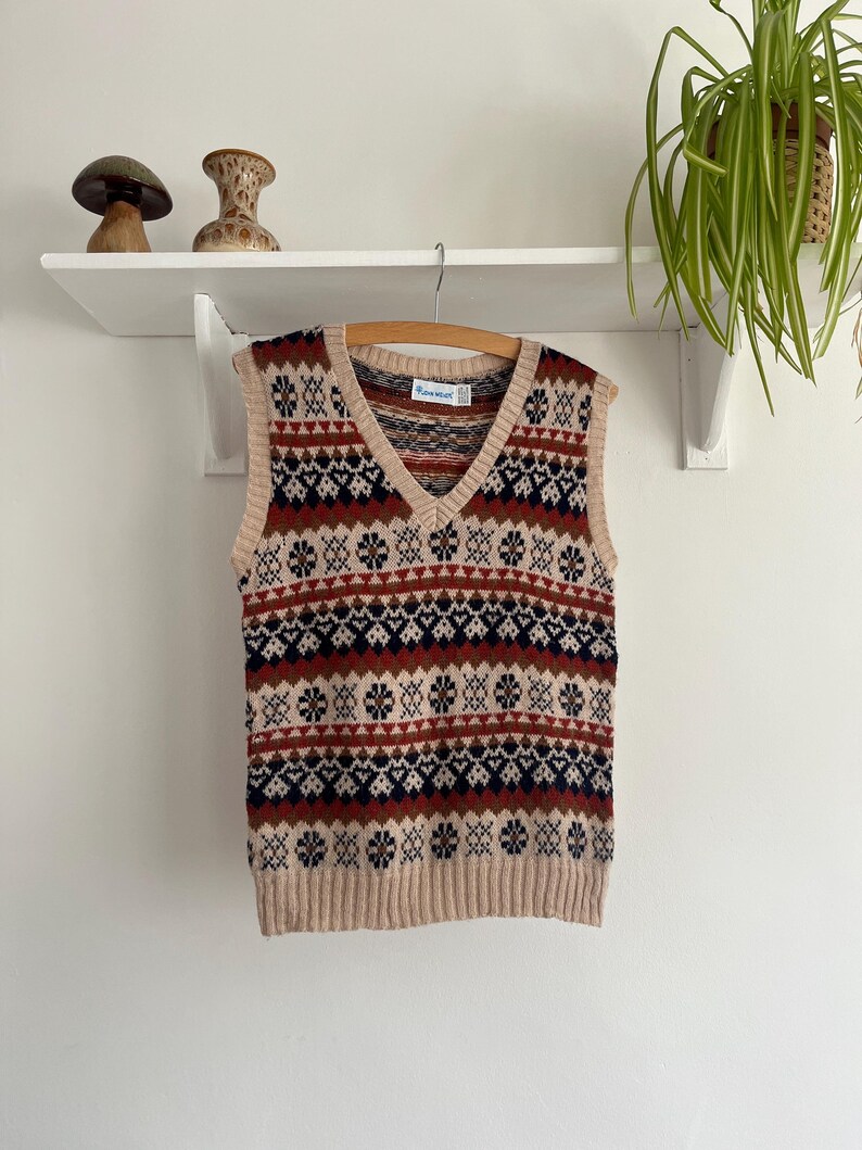 Vintage 1970s Fair Isle Sweater Vest - Etsy