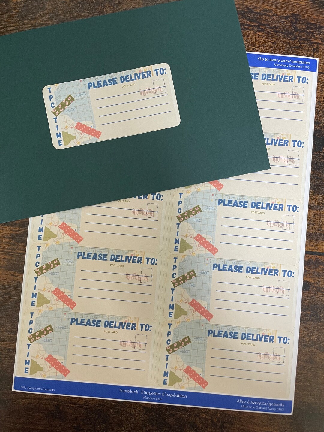 Sheet of 10 TPC Time Map, Postcard, & Washi Please Deliver to PDT Label ...