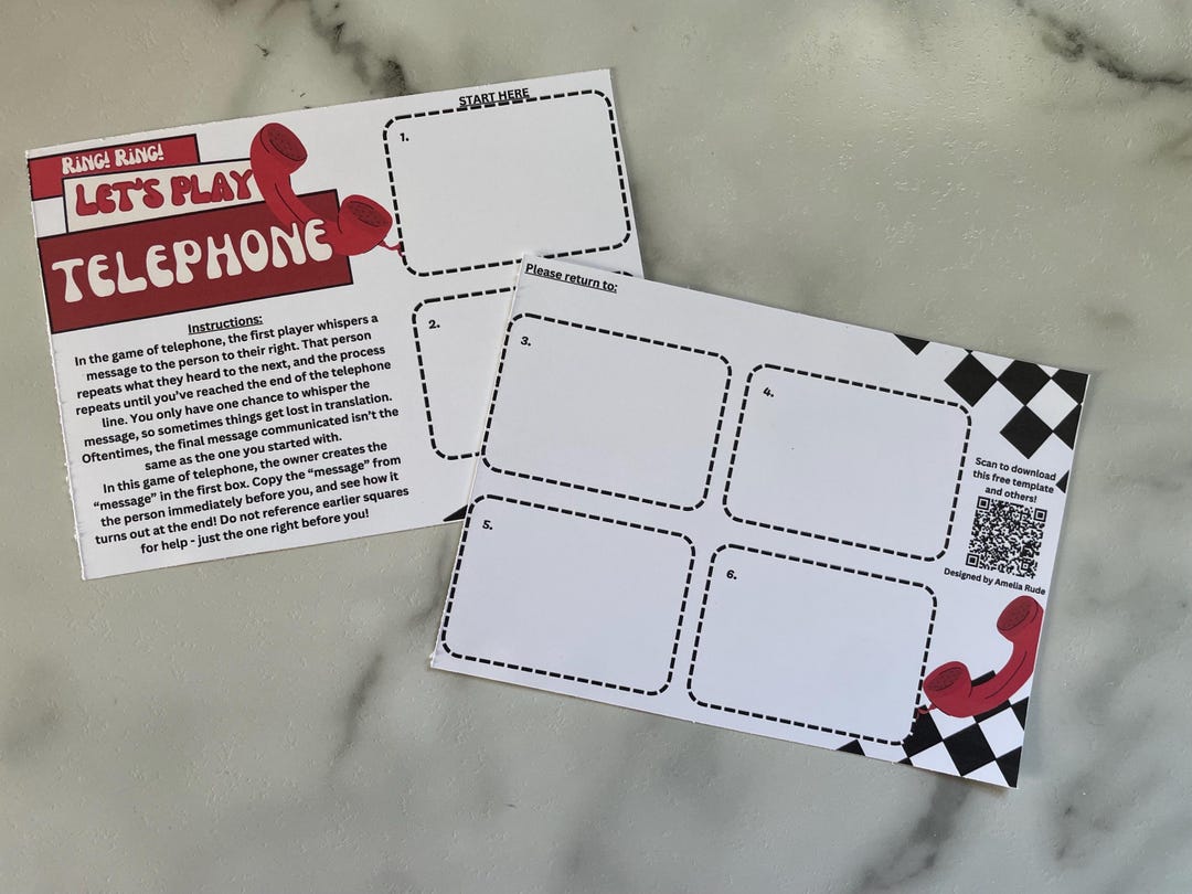 Telephone Copycat Game TPC | Traveling Postcard Template | 5x7 - Etsy