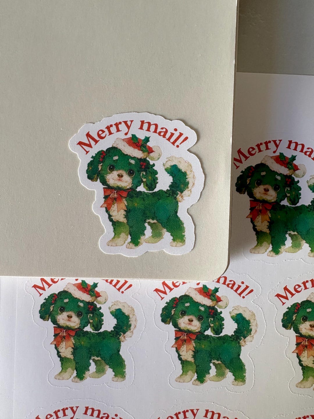 Merry Mail Christmas Tree Puppy Happy Mail Stickers | 1.5” Envelope ...