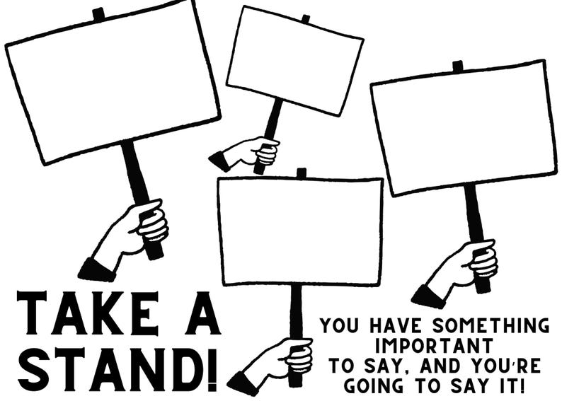Take a Stand Meme Protest Sign TPC | Blank Traveling Postcard Template ...
