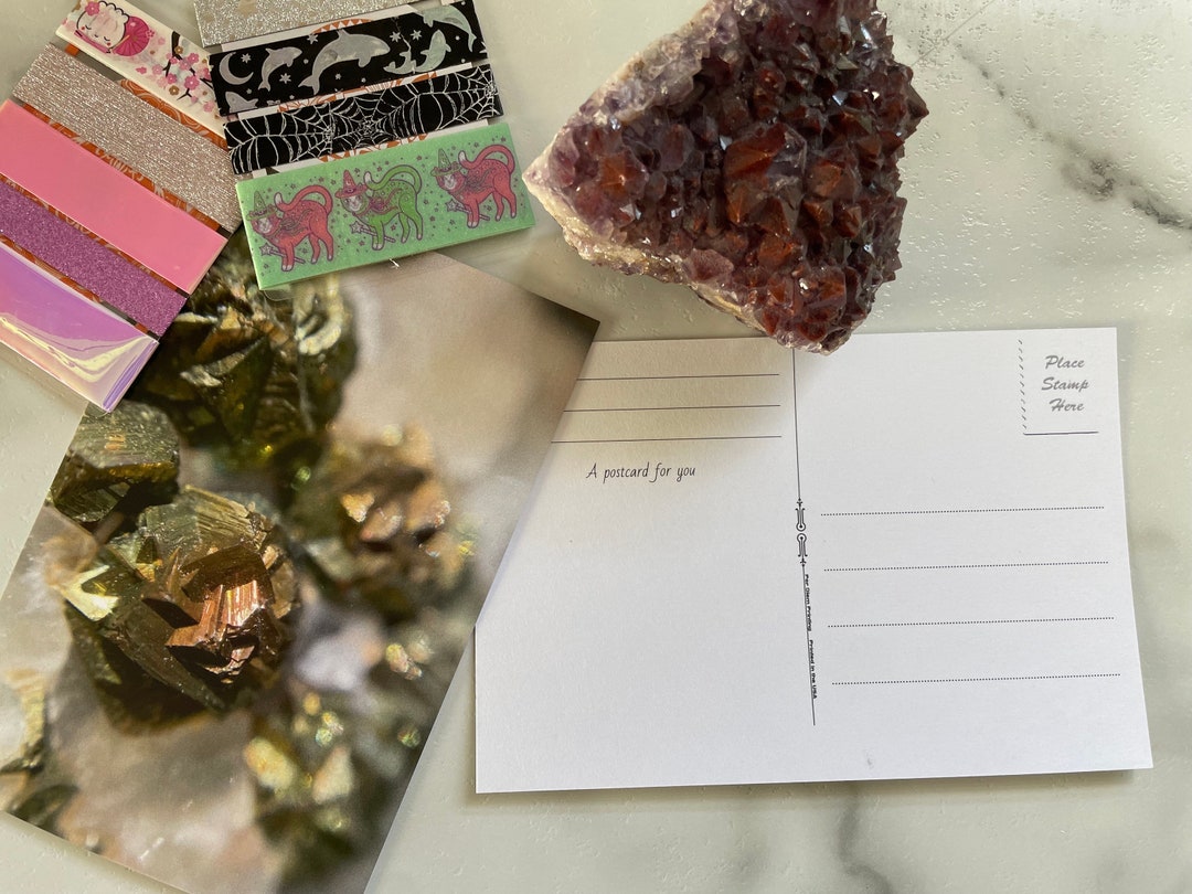 Macro Image Pyrite Rose in Quartz Matrix Crystal Photography Postcard ...
