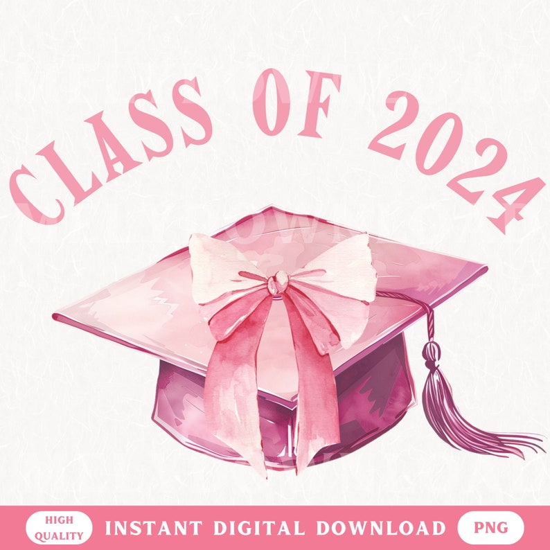 Class of 2024 PNG Coquette Graduation Hat Design for Shirts Senior ...