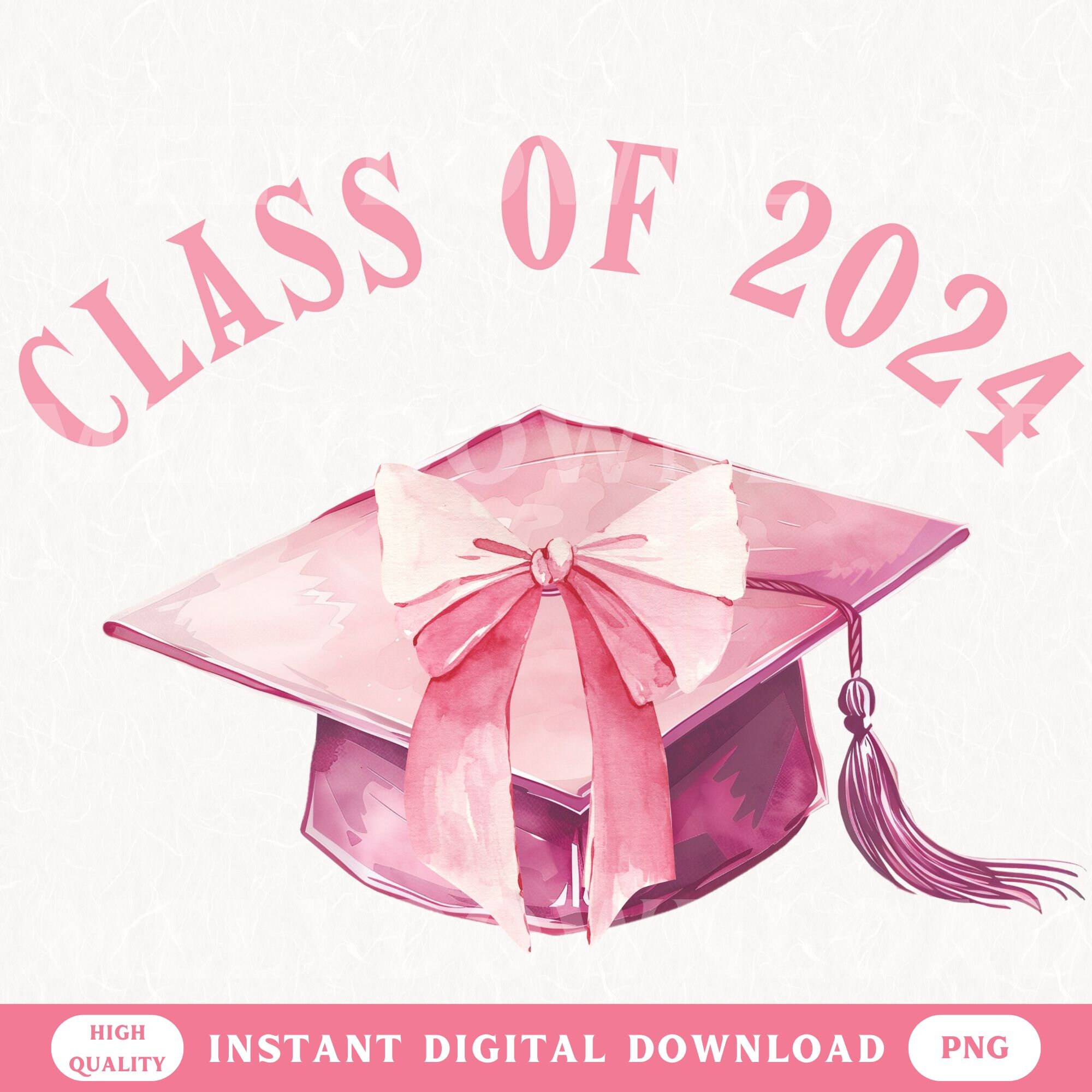 Class of 2024 PNG Coquette Graduation Hat Design for Shirts Senior ...