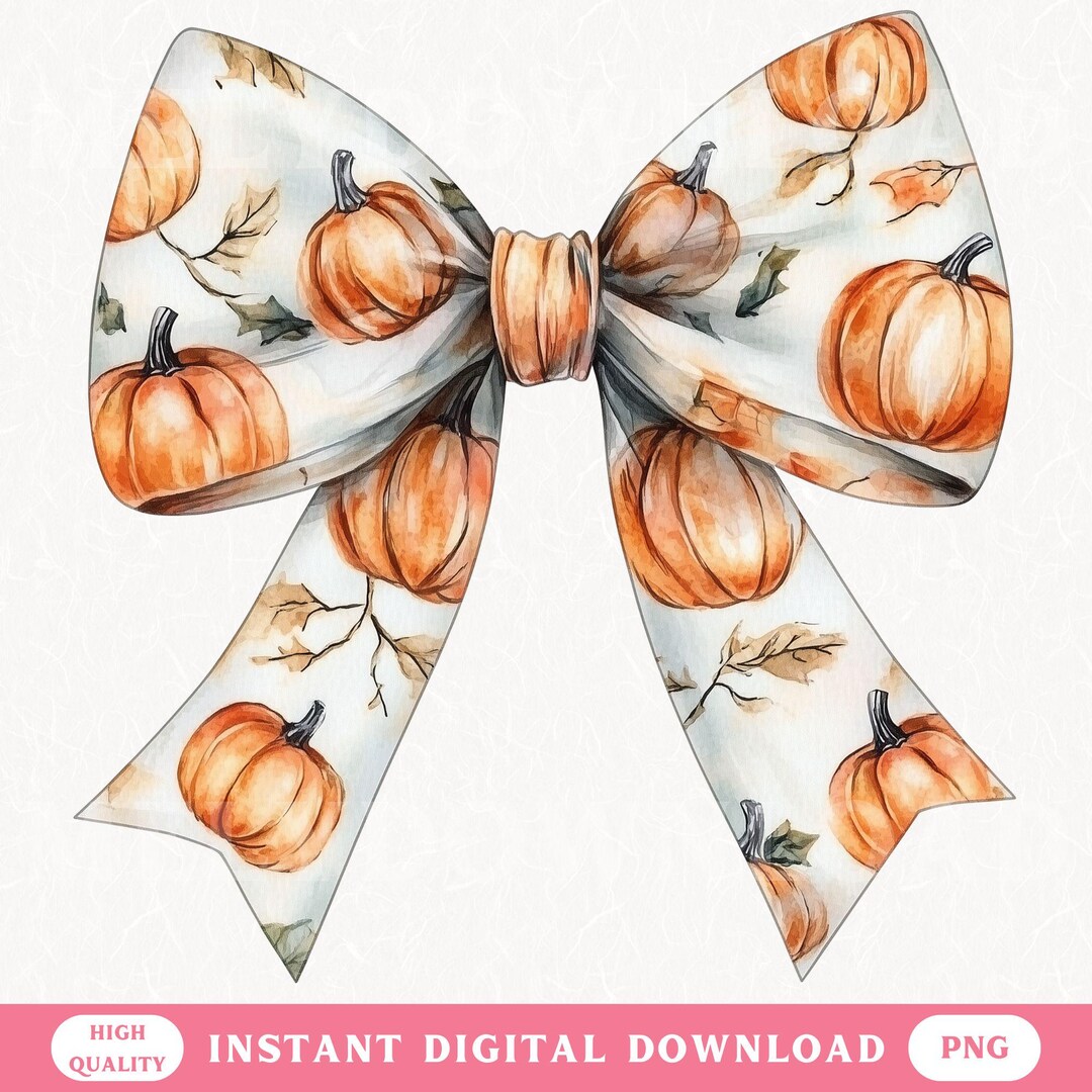 Fall Pumpkin Bow PNG Coquette Autumn Design for Shirt Retro Halloween ...