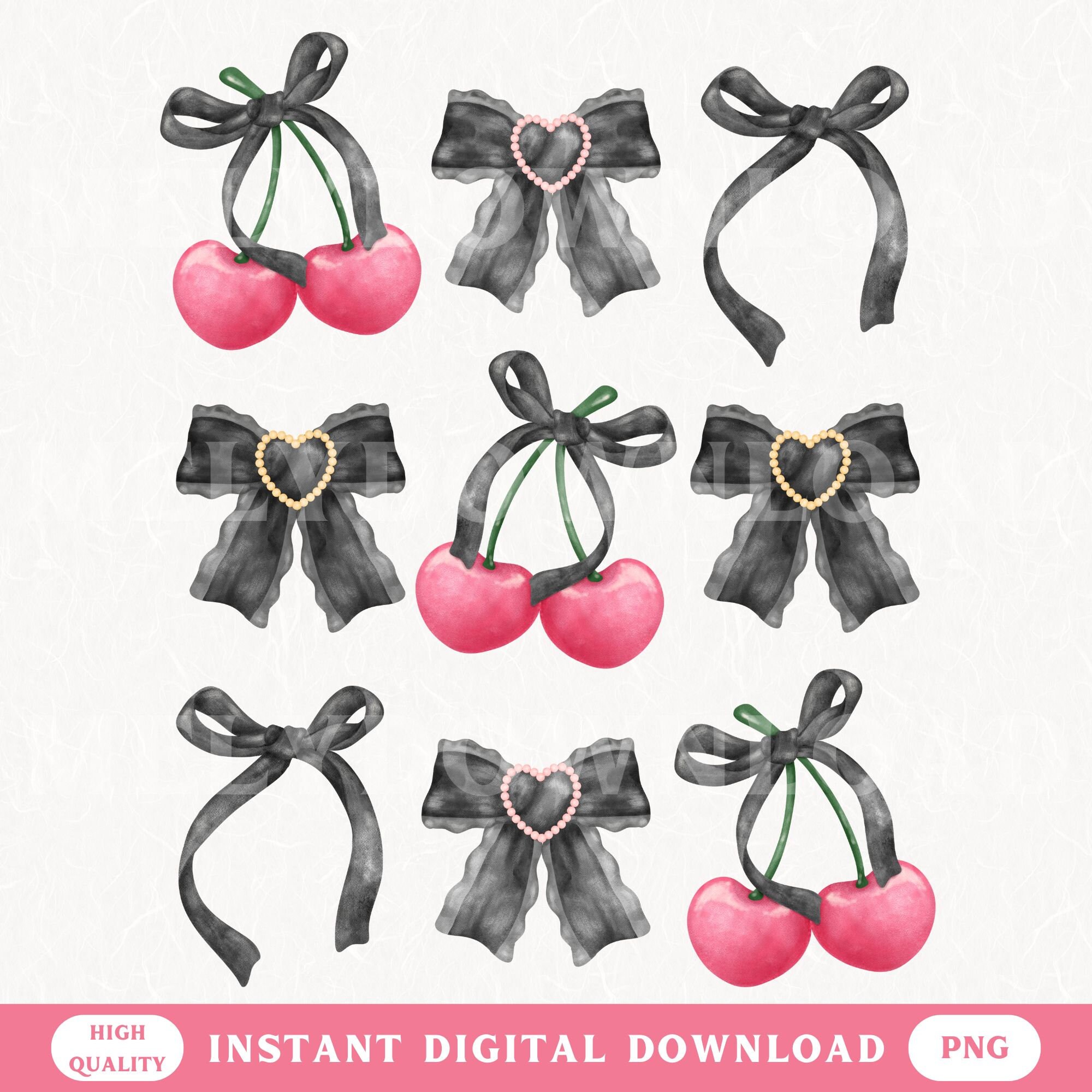 Dark Coquette PNG Black Bows Design for Shirts Tote Bags or Mugs Gothic ...