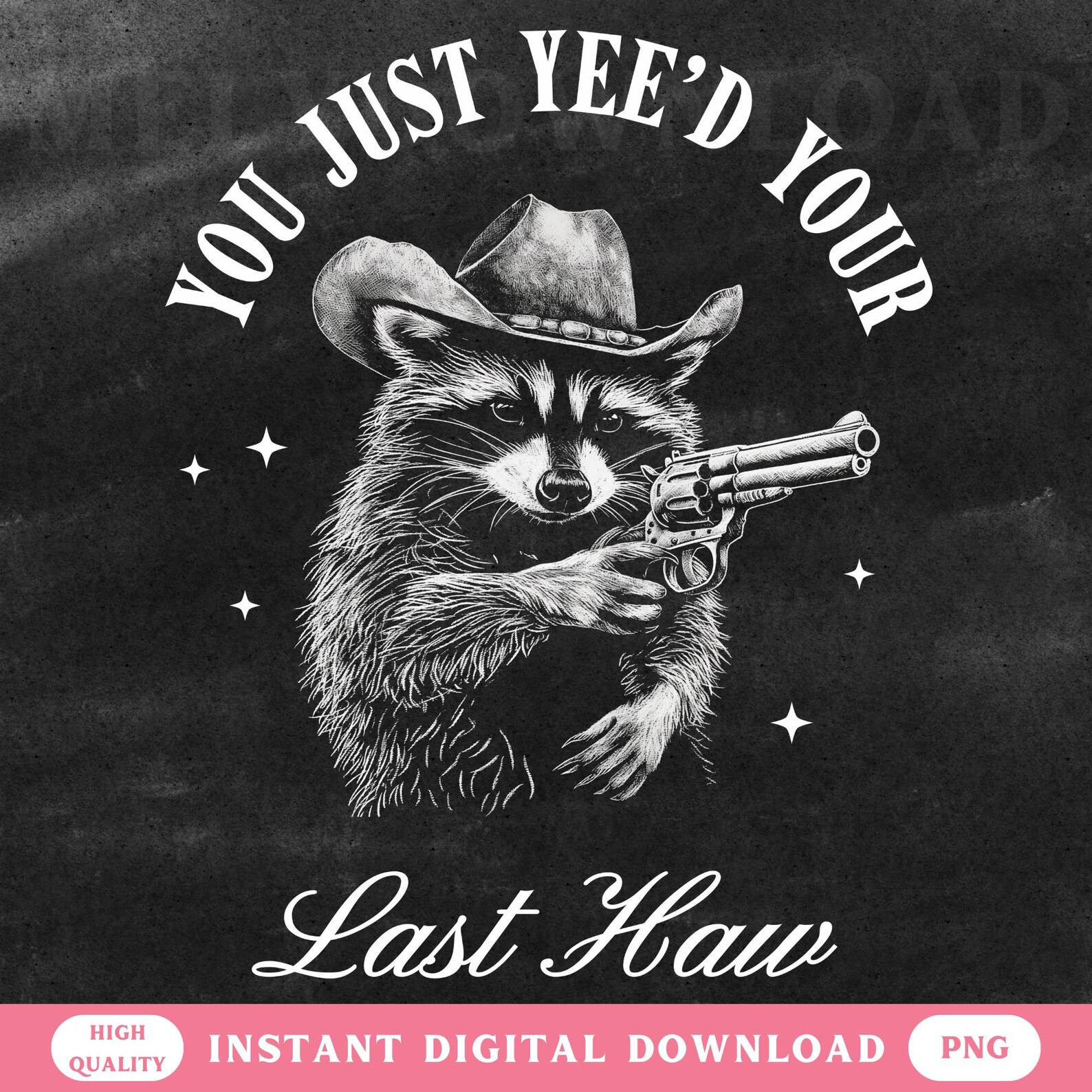 Western Raccoon PNG Retro Cowboy Design for Shirts Last Haw Funny Meme ...