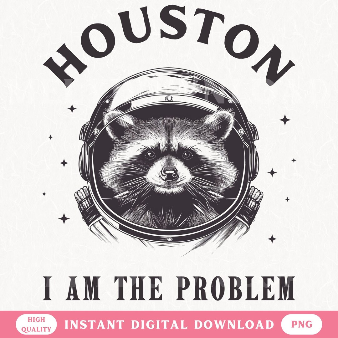 Space Raccoon PNG Houston Retro Design for Shirts or Tote Bags Funny ...