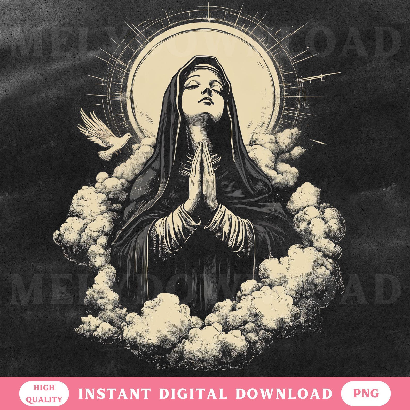 Christian PNG Mother Mary Design Faith Shirt Blessed Digital File ...