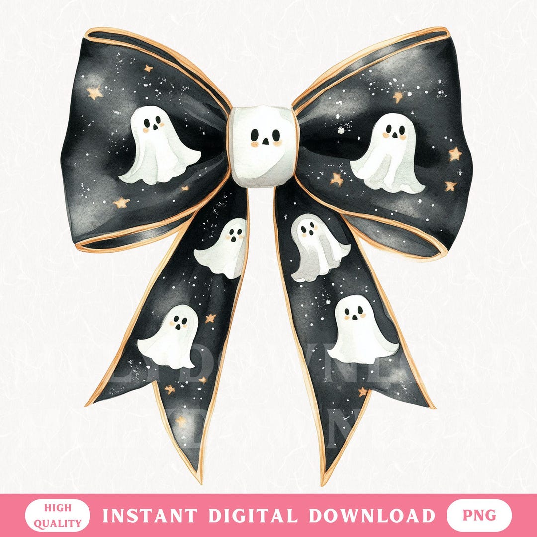 Halloween Bow PNG Dark Coquette Design for Shirt Retro Ghost Bow ...