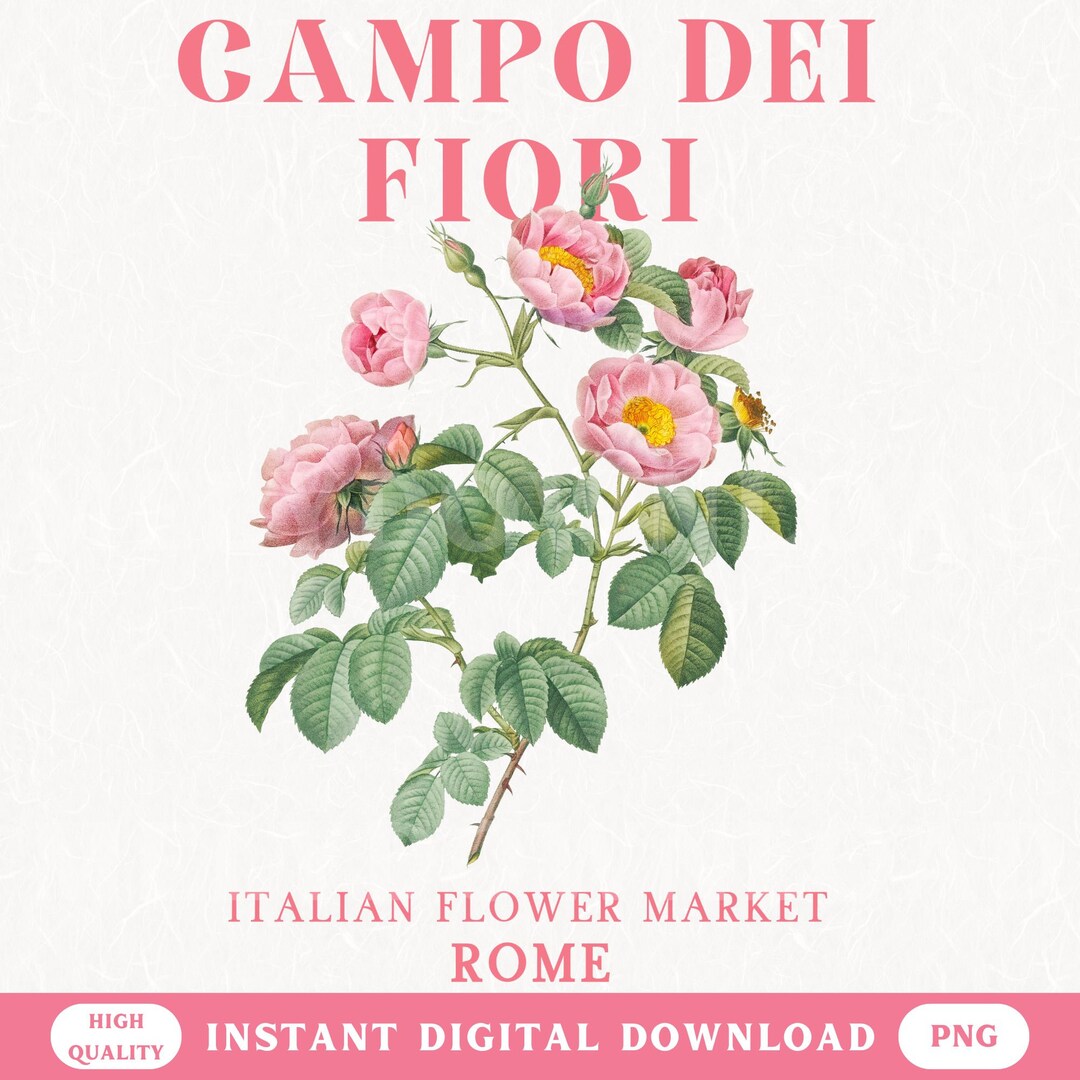 Retro Floral PNG Vintage Italian Flower Market Distressed Digital File ...