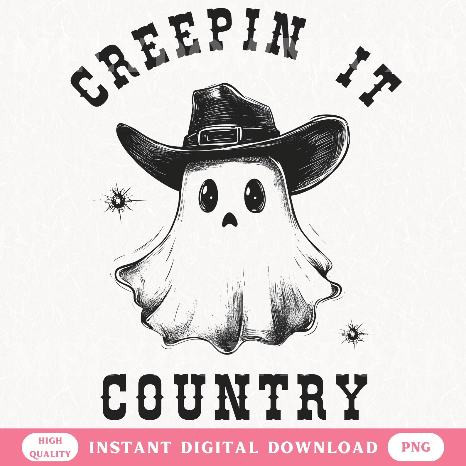 Western Ghost PNG Retro Halloween Cowboy Design for Shirt Spooky Season ...