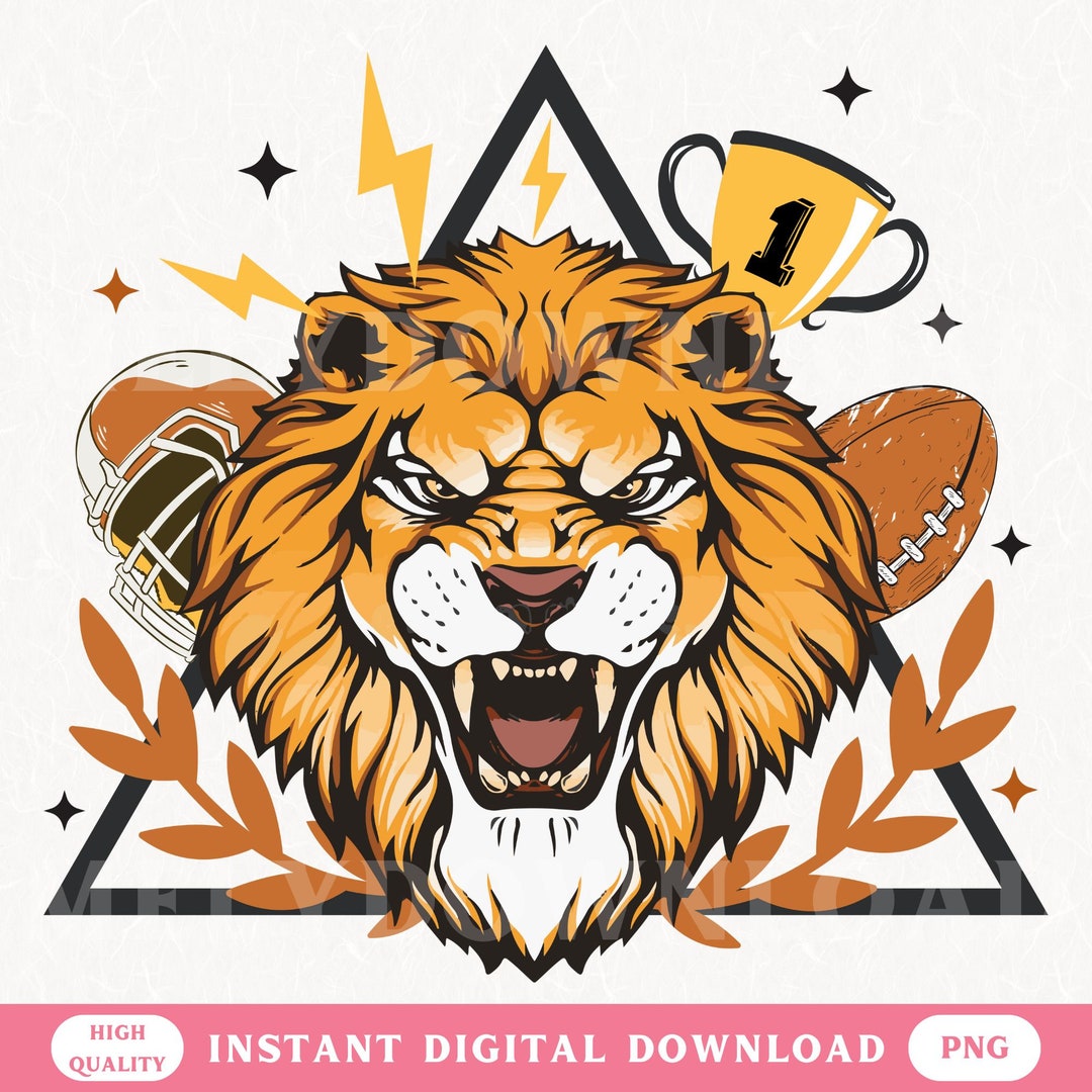Lion Mascot PNG Football Game Day Shirt Design Digital File Football ...