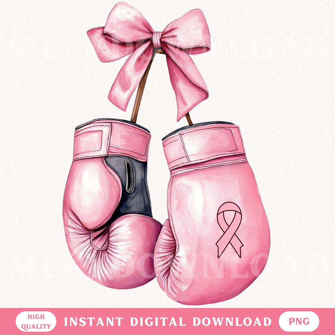 Breast Cancer PNG Boxer Gloves Design for Shirts Pink Ribbon Digital ...