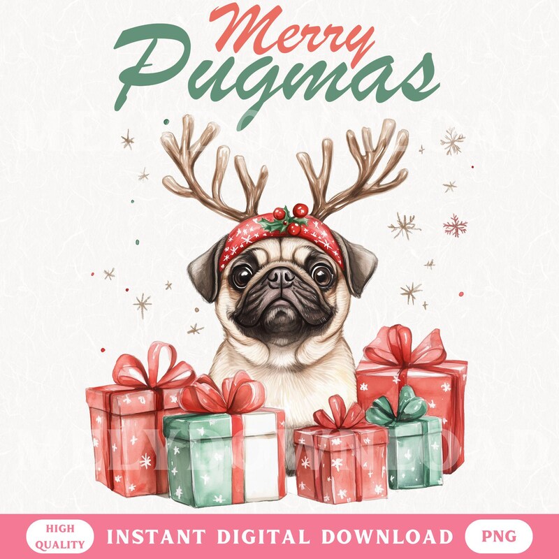 Pug Christmas - Etsy