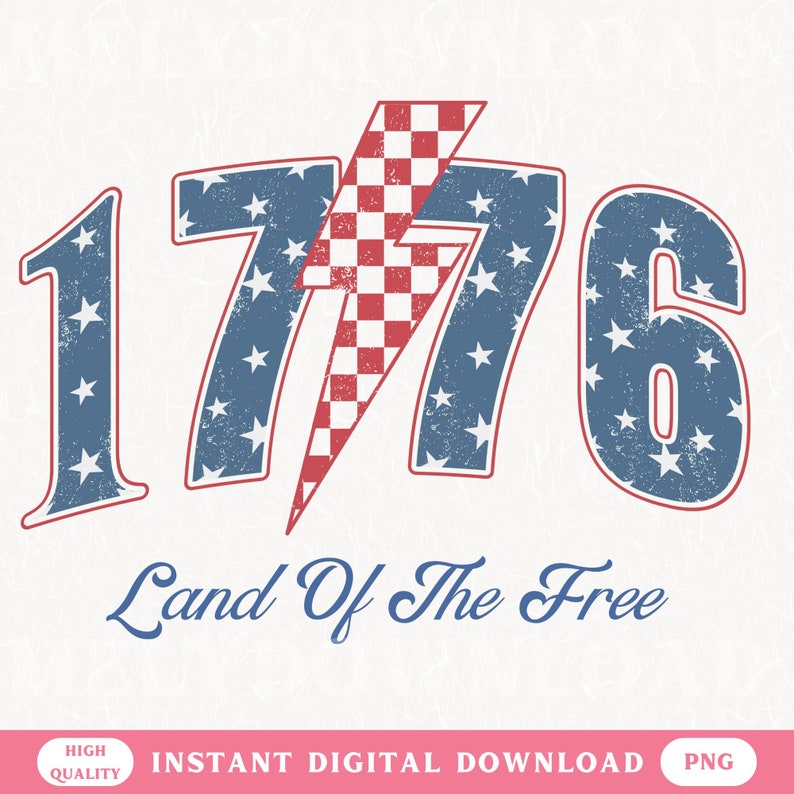 4th of July PNG 1776 Digital File American Flag Design for Shirts or ...