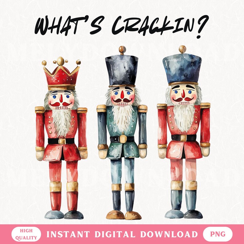 Nutcracker PNG Christmas Design for Shirts or Tote Bags Watercolor ...