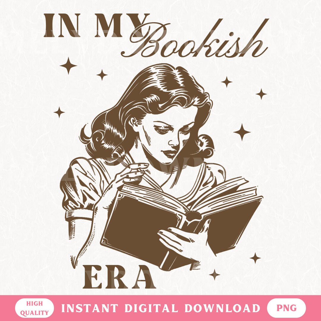 In My Bookish Era PNG Retro Books Design for Shirts or Tote Bags ...