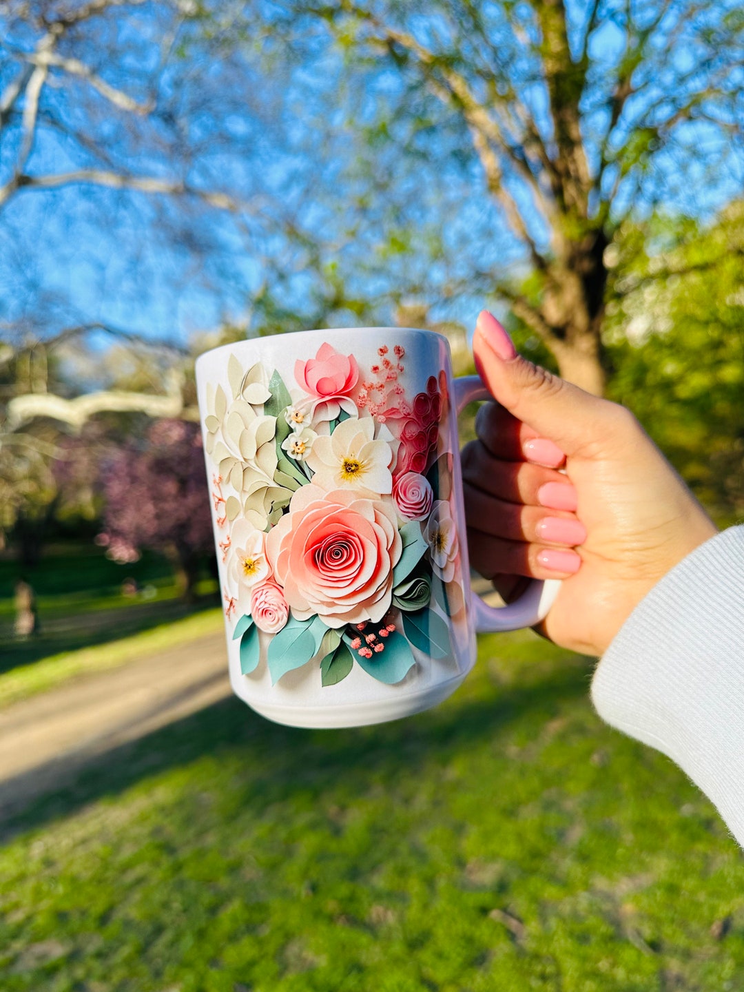 3D Flower Bouquet Mug, Floral Mug, 15oz Mug, Gifts for Her, Mother's ...