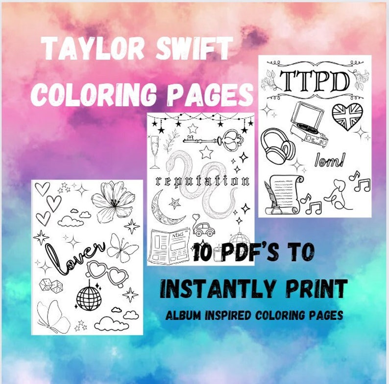 Taylor Swift Coloring Pages - Instant Download - Party Ideas - Adult ...