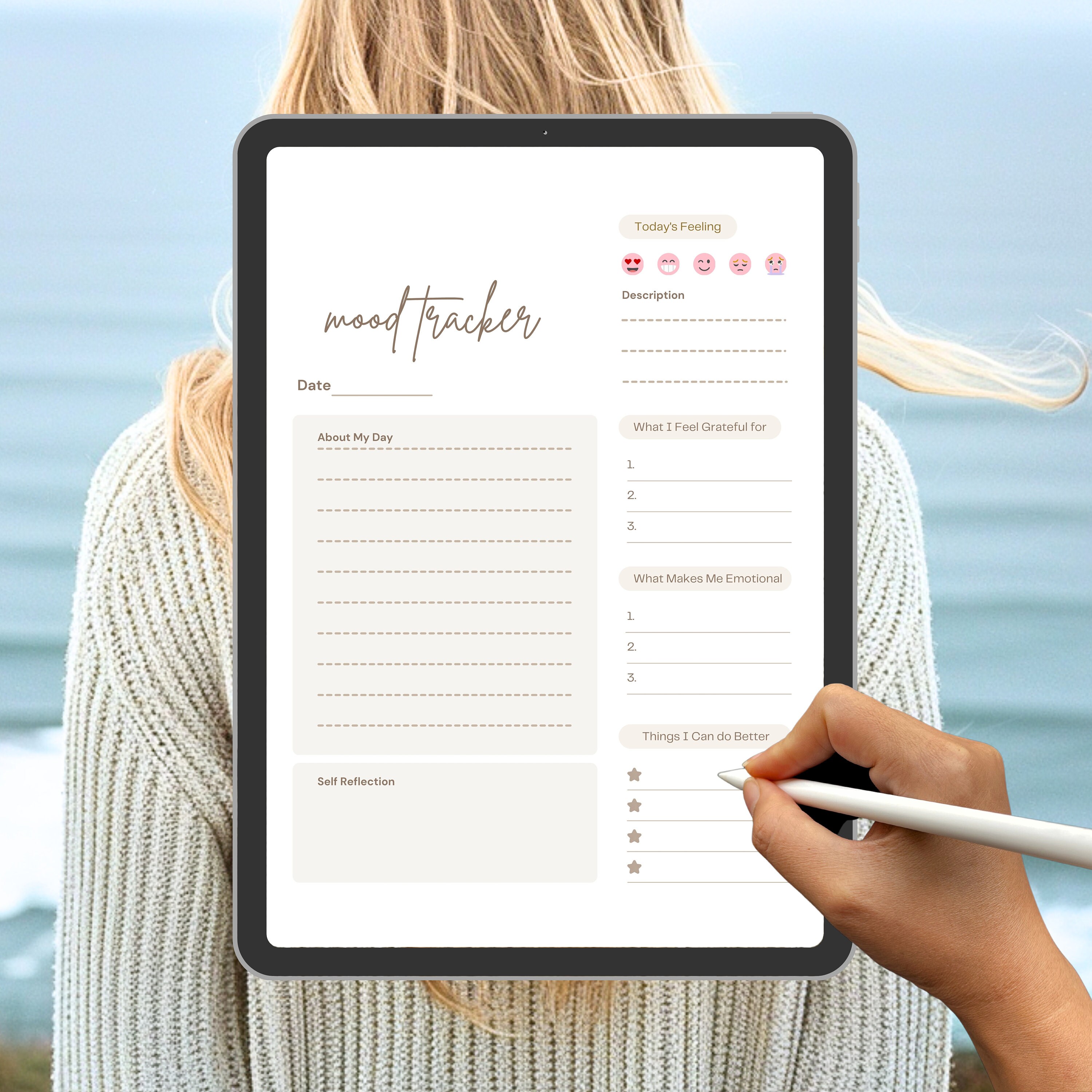 Mood Tracker Wheel of Emotions Mindfulness Tracker Mood Journal Diary ...