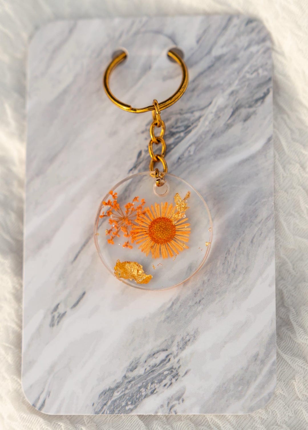 Dried Flower Fall Resin Keychain - Etsy