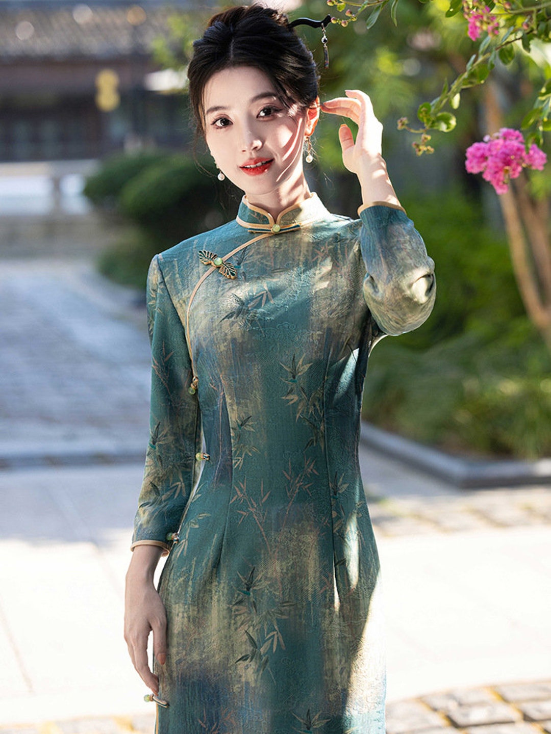 Traditional Chinese Clothingvintage Blue Chinese Cheongsamlong ...