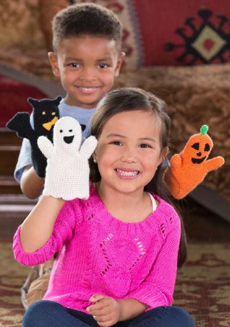 Halloween Trio Puppet Crochet Pattern Ghost, Pumpkin, and Batman ...