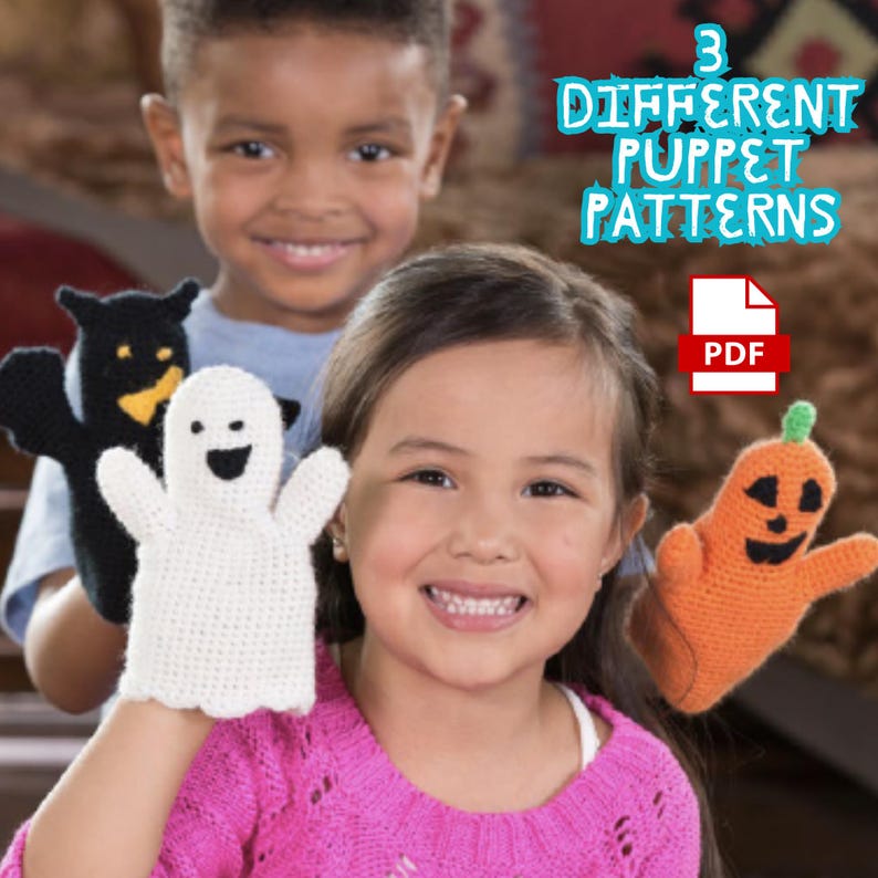 Halloween Trio Puppet Crochet Pattern Ghost, Pumpkin, and Batman ...