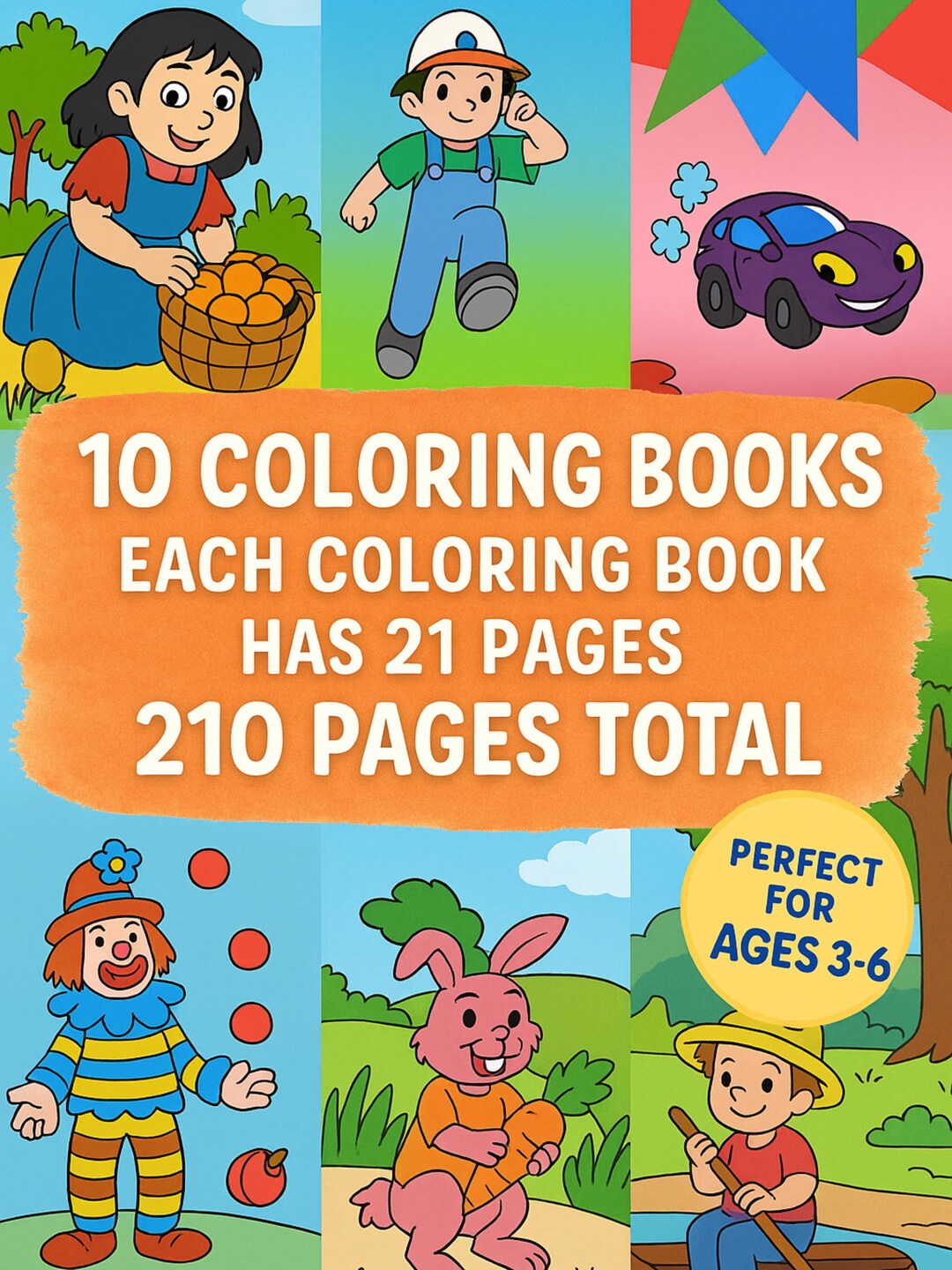 Printable Coloring Book Bundle for Kids – 10 Books in 1 | 210 Pages ...