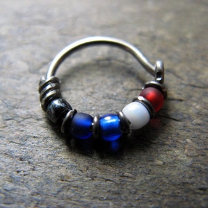 Captain America Hoop-- Superhero Nose Ring or Hoop Earring-- Handmade ...