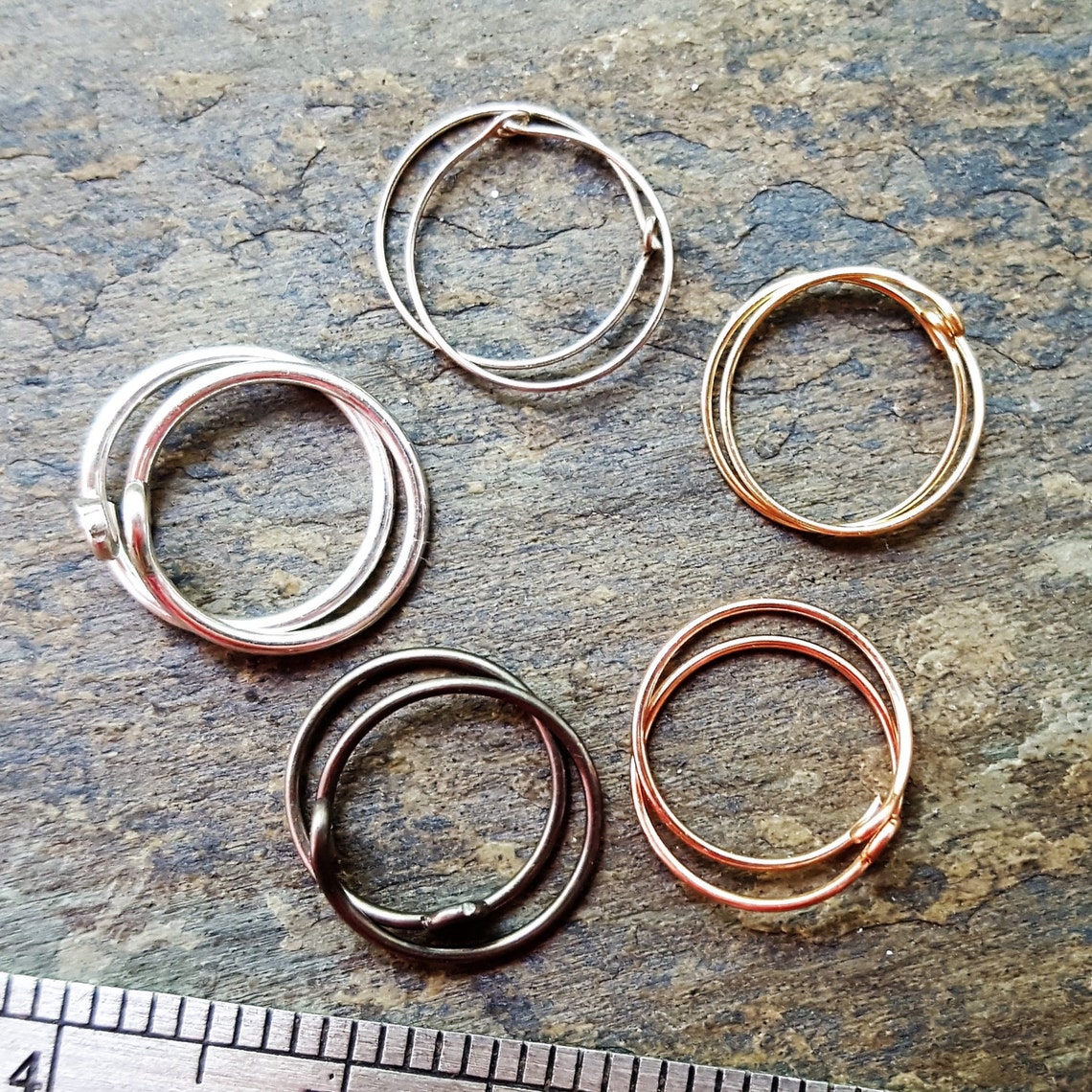 24g aros plata de ley martillada aros de titanio o niobio | Etsy