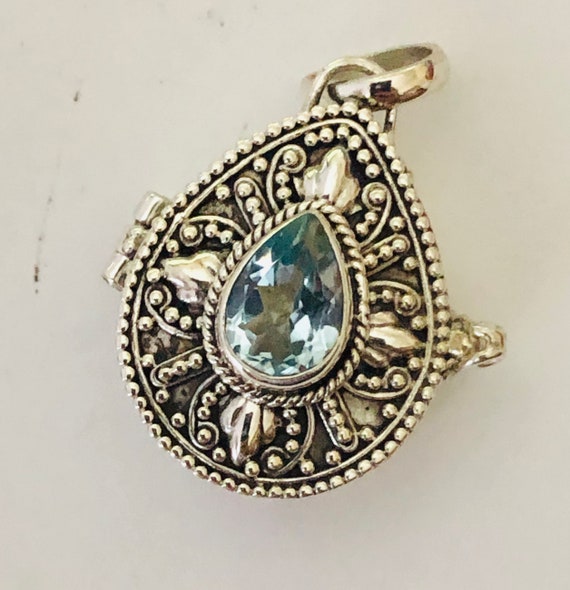 17mm Sky Blue Topaz December Birthstone Teardrop Locket | Etsy