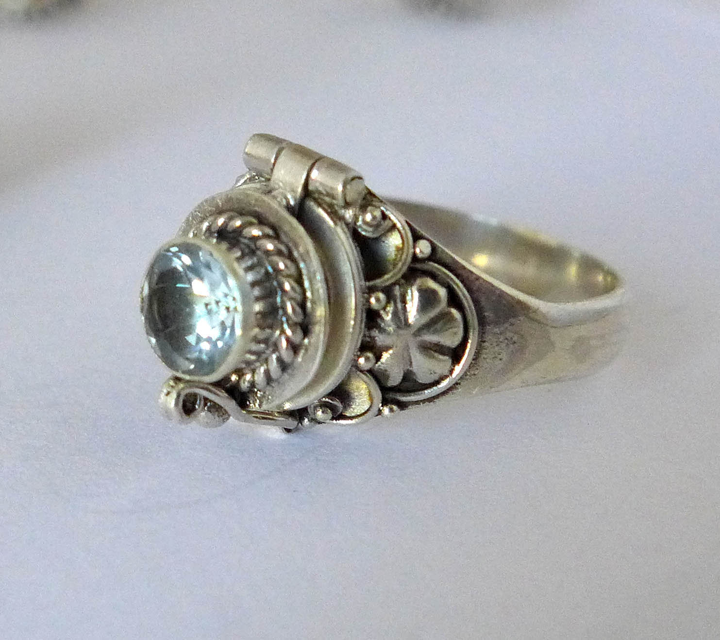 Small Poison Ring Bali Sterling Silver Locket Ring Birthstone | Etsy