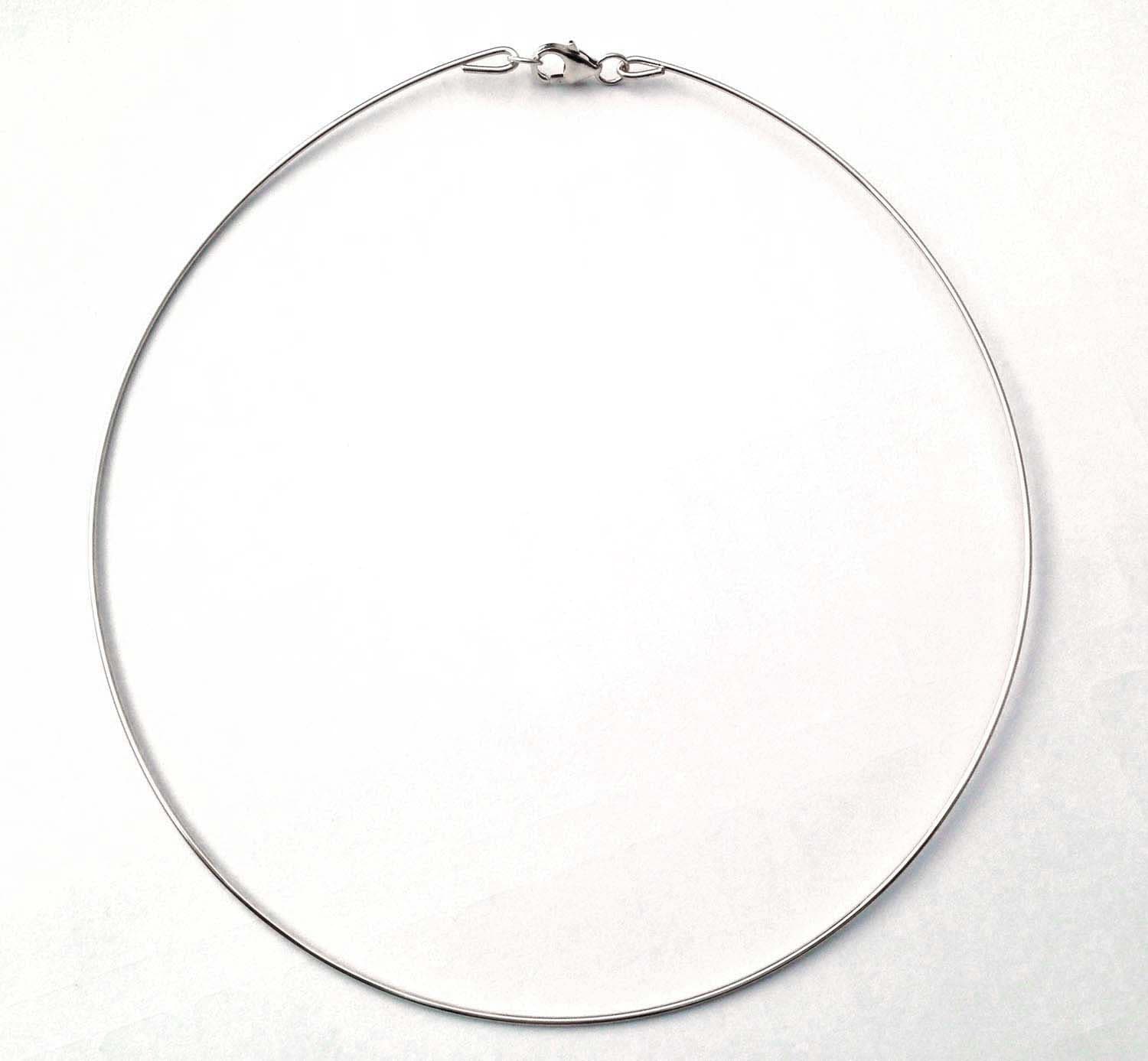 Solid 925 Bright Sterling Silver Choker Hoop Necklace Wire Necklace ...
