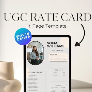 Editable UGC Rate Card Template, UGC Rate Card,rate Card Template ...
