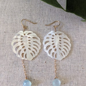 Monstera Shell Chain Dangle Earrings - Etsy