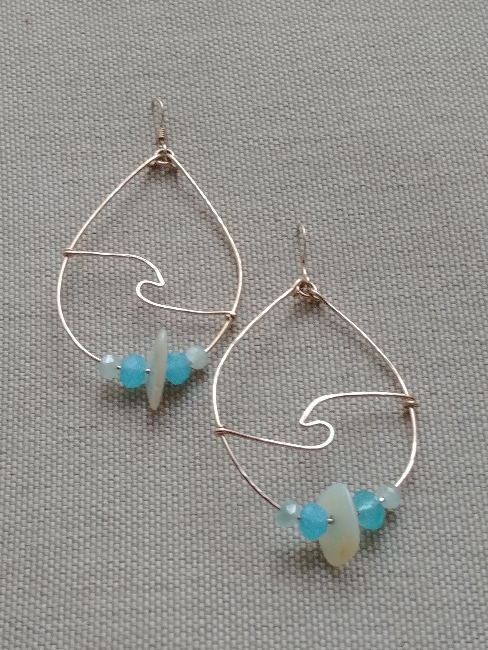 Dainty Wave Teardrop Earrings | Sea Blue Beaded Hoops | Coastal Jewelry ...