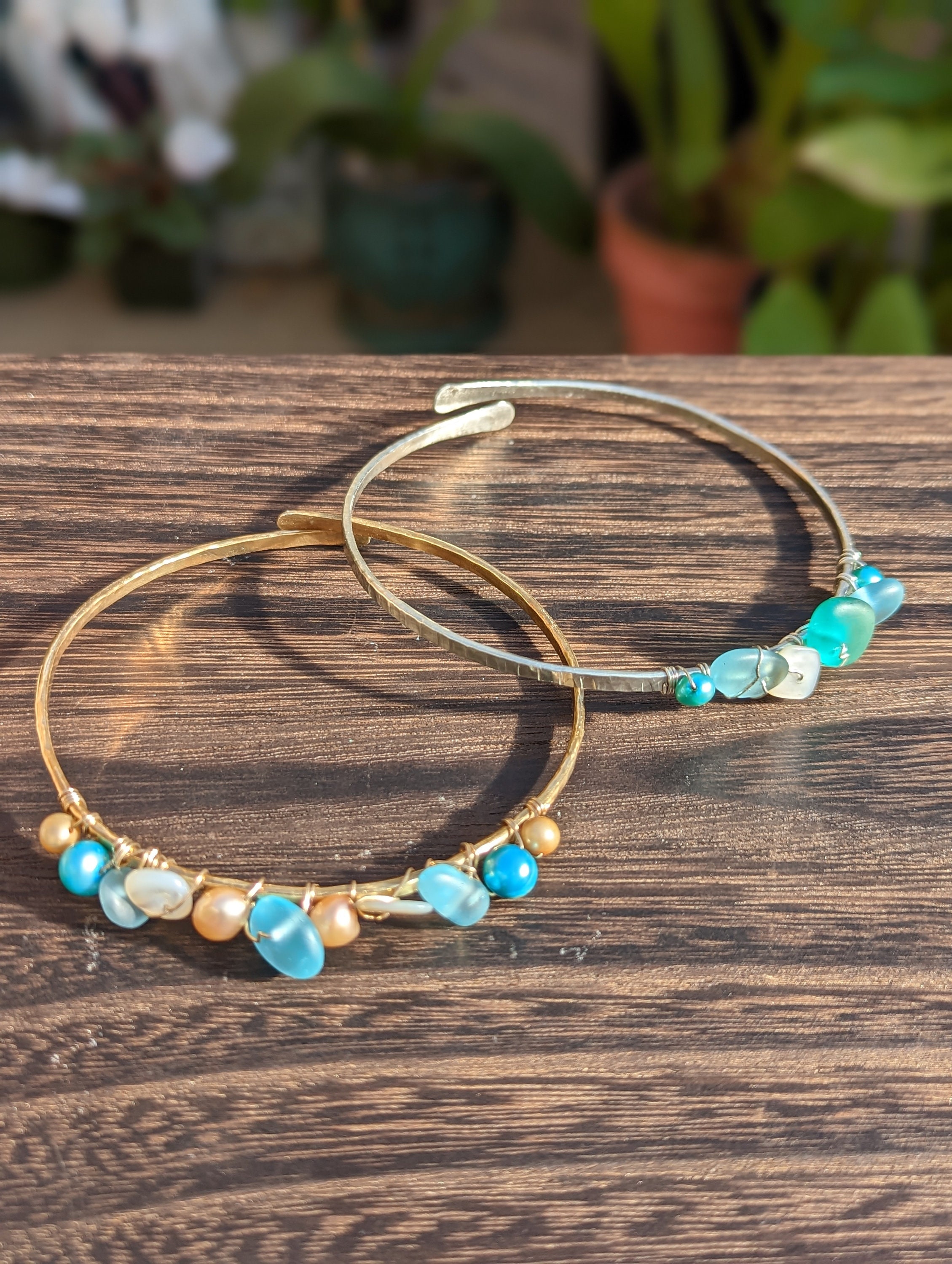 Sea Glass Arm Cuff ~ Mermaid Armband ~ Choose Your Color WIRE & SIZE - Etsy