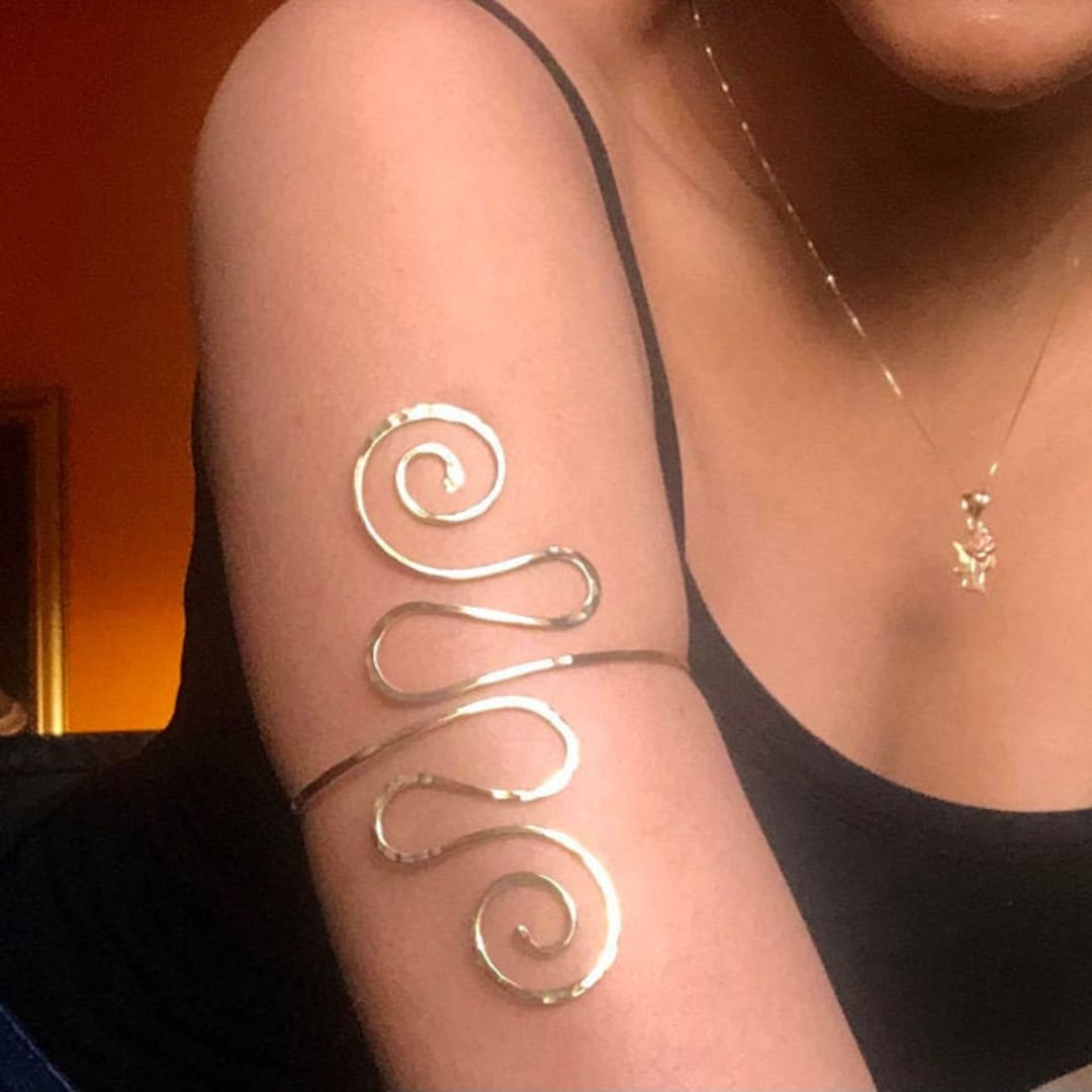 Spiral Arm Cuff Bracelet, Koru Inspired Upper Arm Band, Tribal Jewelry ...
