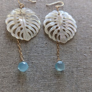 Monstera Shell Chain Dangle Earrings - Etsy