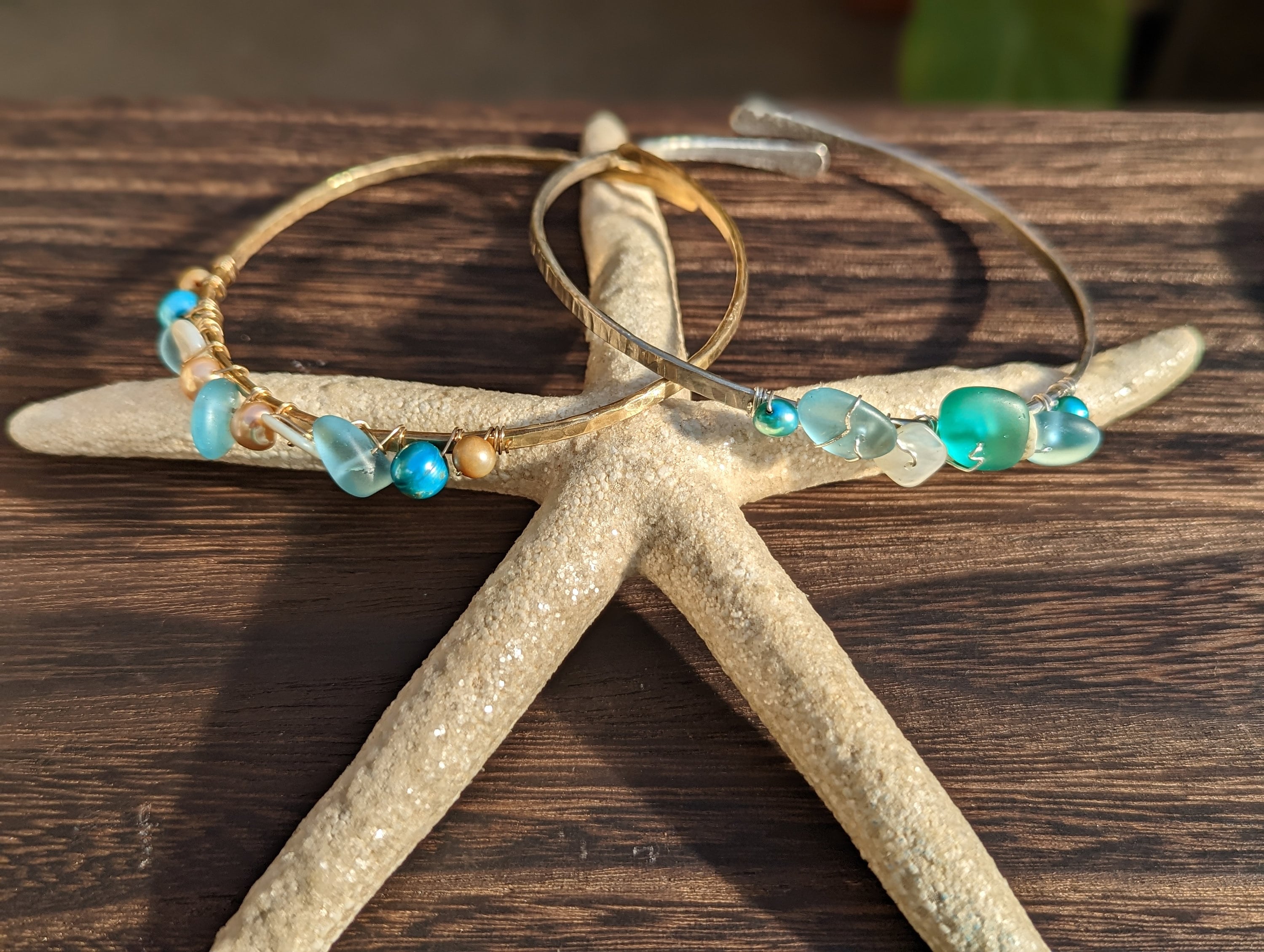 Sea Glass Arm Cuff ~ Mermaid Armband ~ Choose Your Color WIRE & SIZE - Etsy