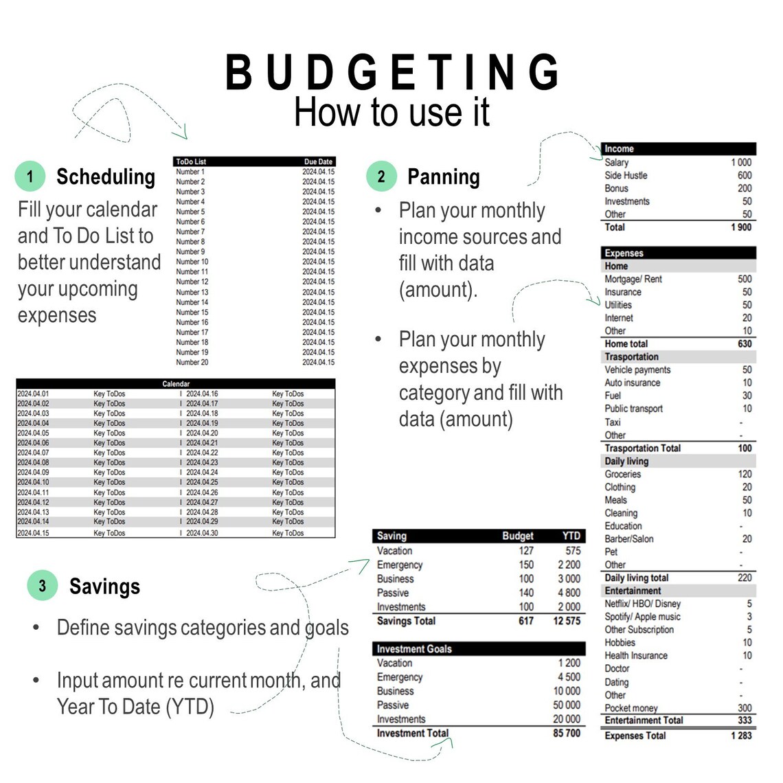 Simple Monthly Budget Excel, Printable Monthly Budget, Expense Tracker ...