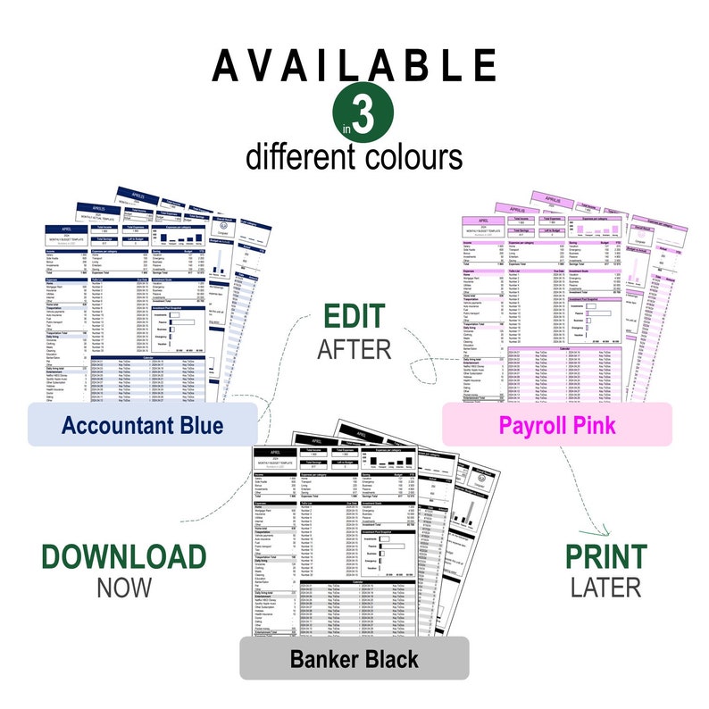 Simple Monthly Budget Excel, Printable Monthly Budget, Expense Tracker ...